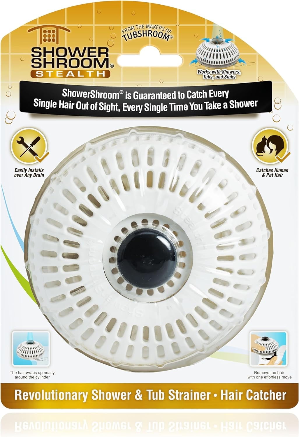 ShowerShroom Stealth Shower Hair Drain Catcher - Hair Stopper for ...