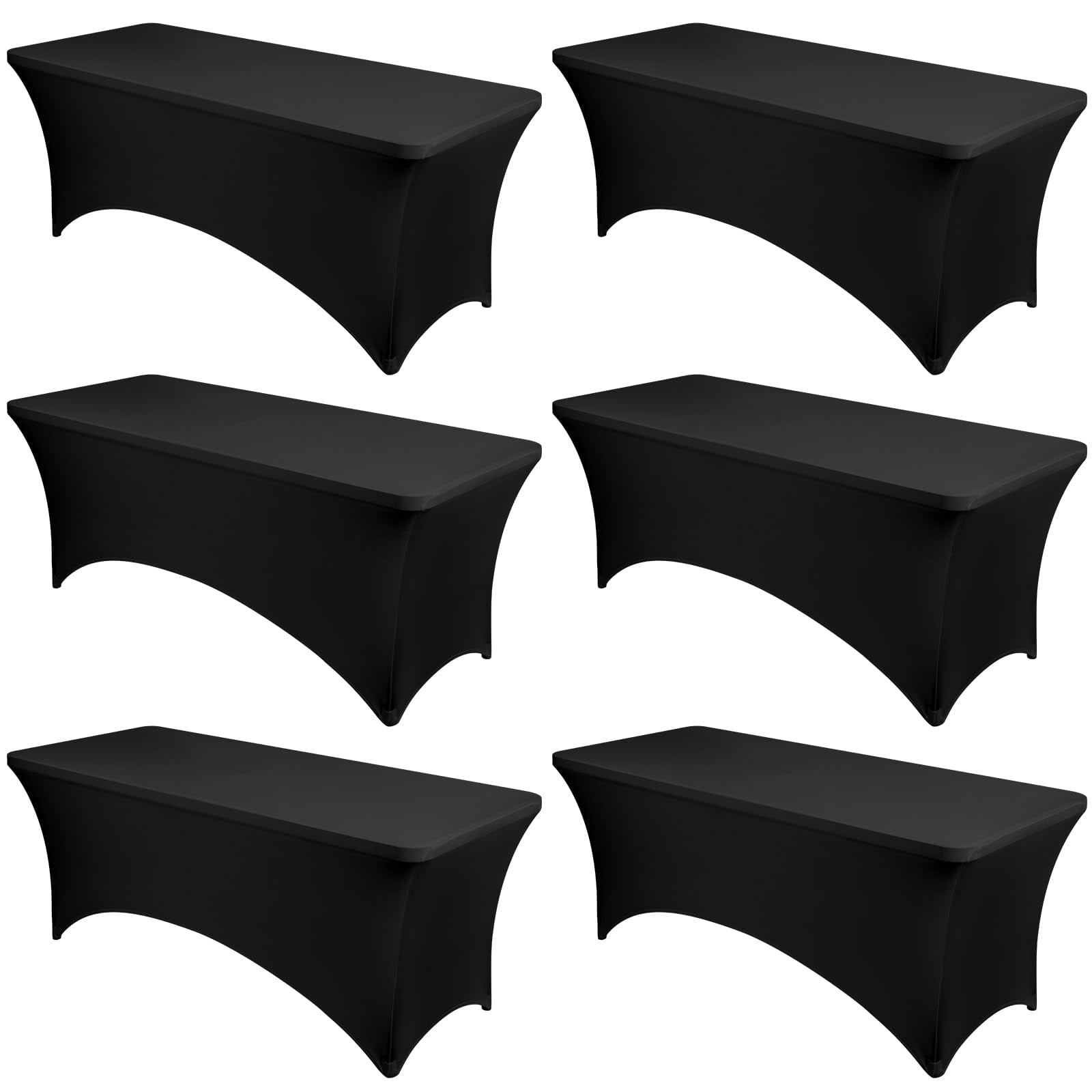 Showgeous 6 Pack Black Spandex Table Covers 6ft Stretch Fitted Table ...