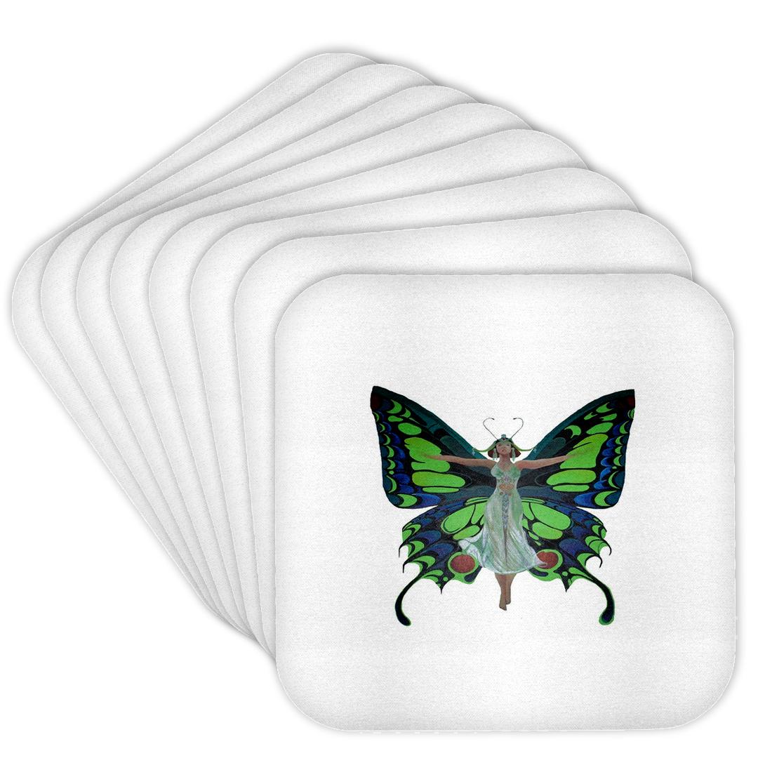 Showgirl Flapper Wearing Butterfly Wings Cut Out, set of 8 Coasters ...