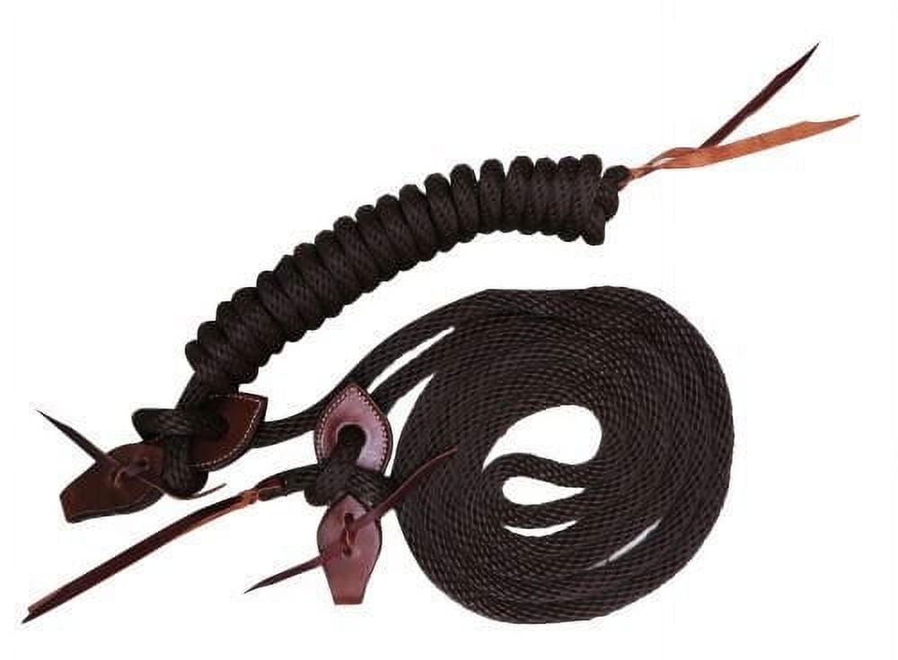 Showman 22' Round Braided Nylon Mecate Reins w/ Leather Slobber Straps ...