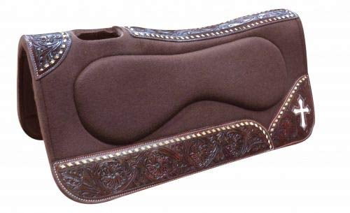 Showman 31" x 32" Brown Felt Built Up Saddle Pad w/ Cross Inlay ...