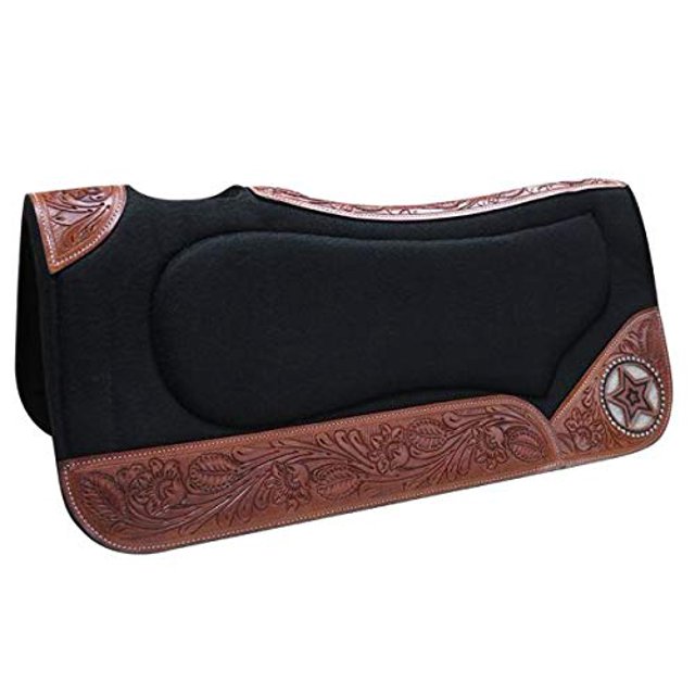 Showman 32" x 31" Black Felt Built Up Saddle Pad w/ Hair-On Cowhide ...