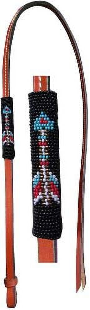 Showman 4' Leather Over Under Whip w/ Arrow Design Beaded Overlay ...