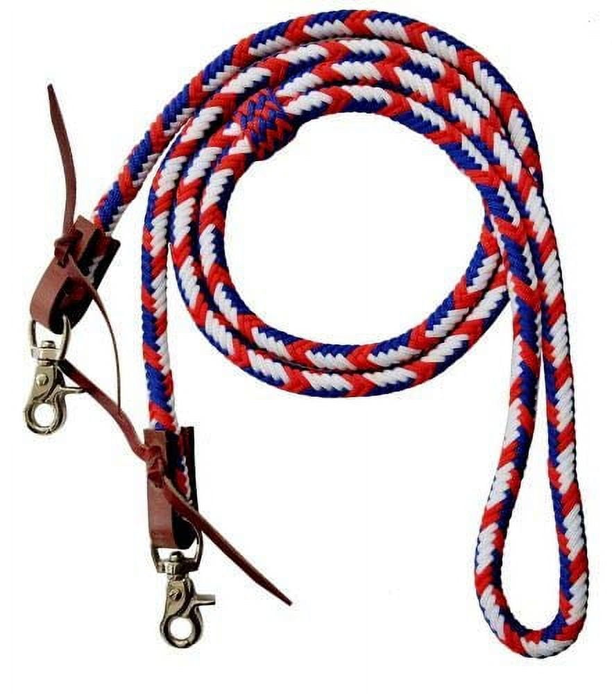 Showman 8' Red, White & Blue Braided Nylon Barrel Reins - Walmart.com