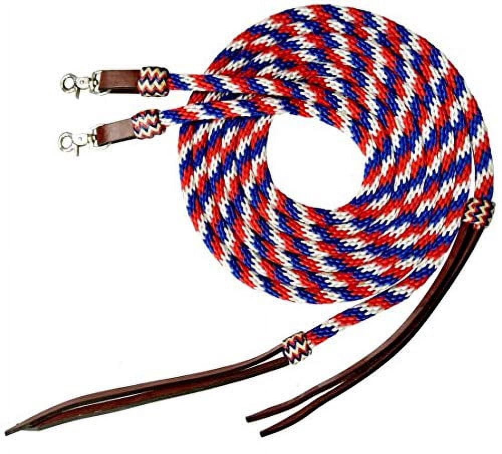 Showman 8' Red, White & Blue Round Braided Nylon Split Reins - Walmart.com