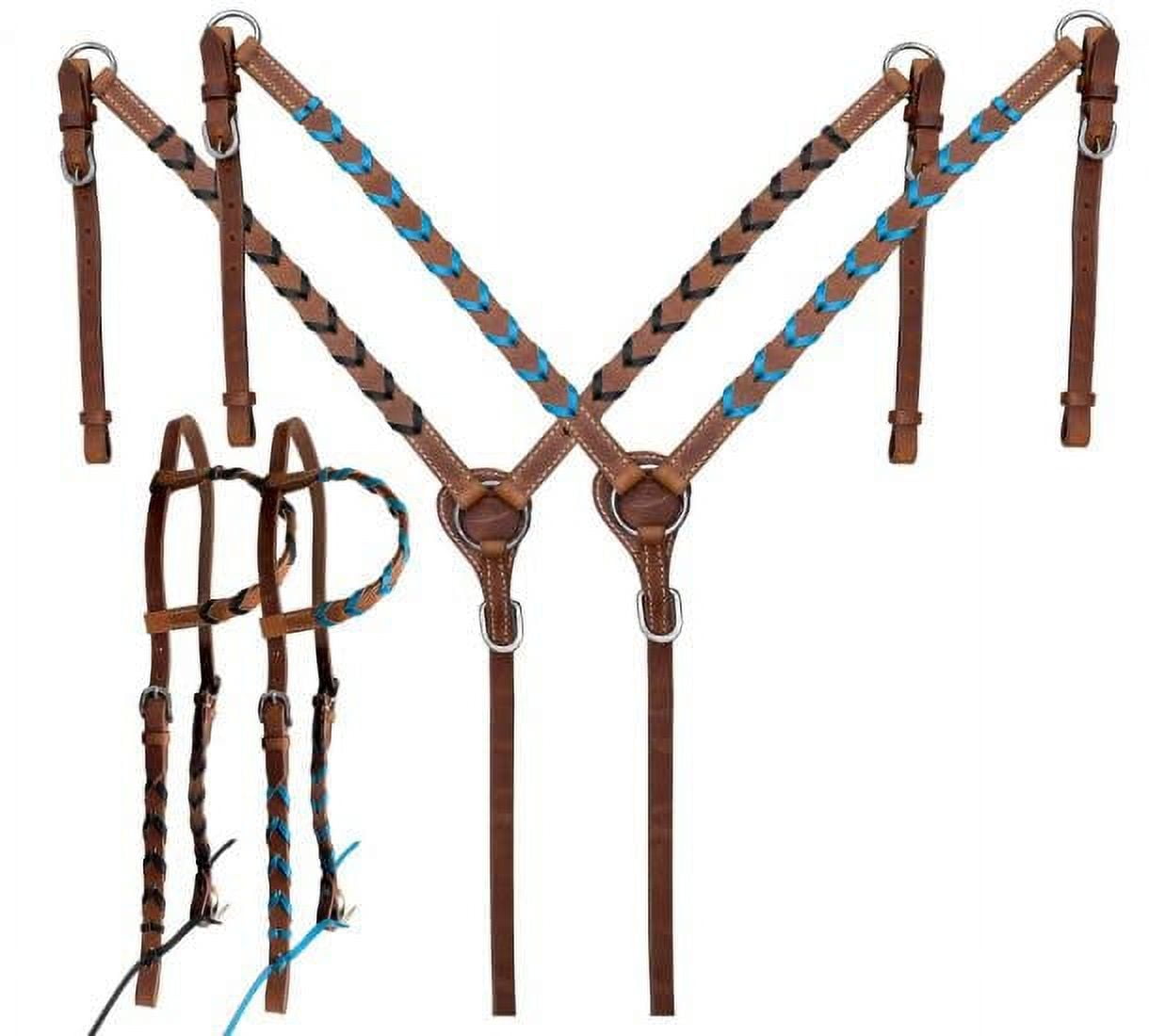Showman Argentina Cow Harness Leather Headstall & Breast Collar Set w ...