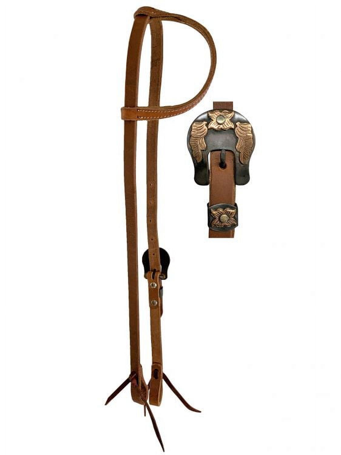 Showman Argentina Cow Leather Headstall w/ Copper Floral Overlay Buckle ...