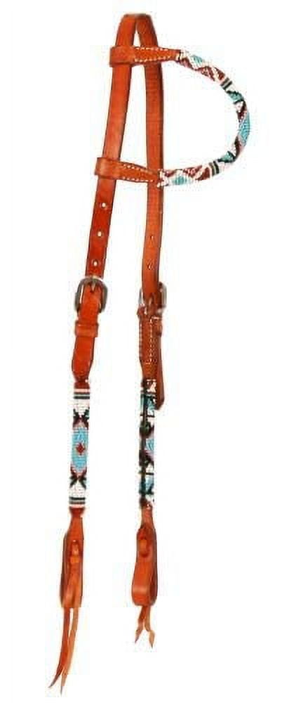 Showman Argentina Leather Single Ear Headstall w/ Multi Colored Beaded ...