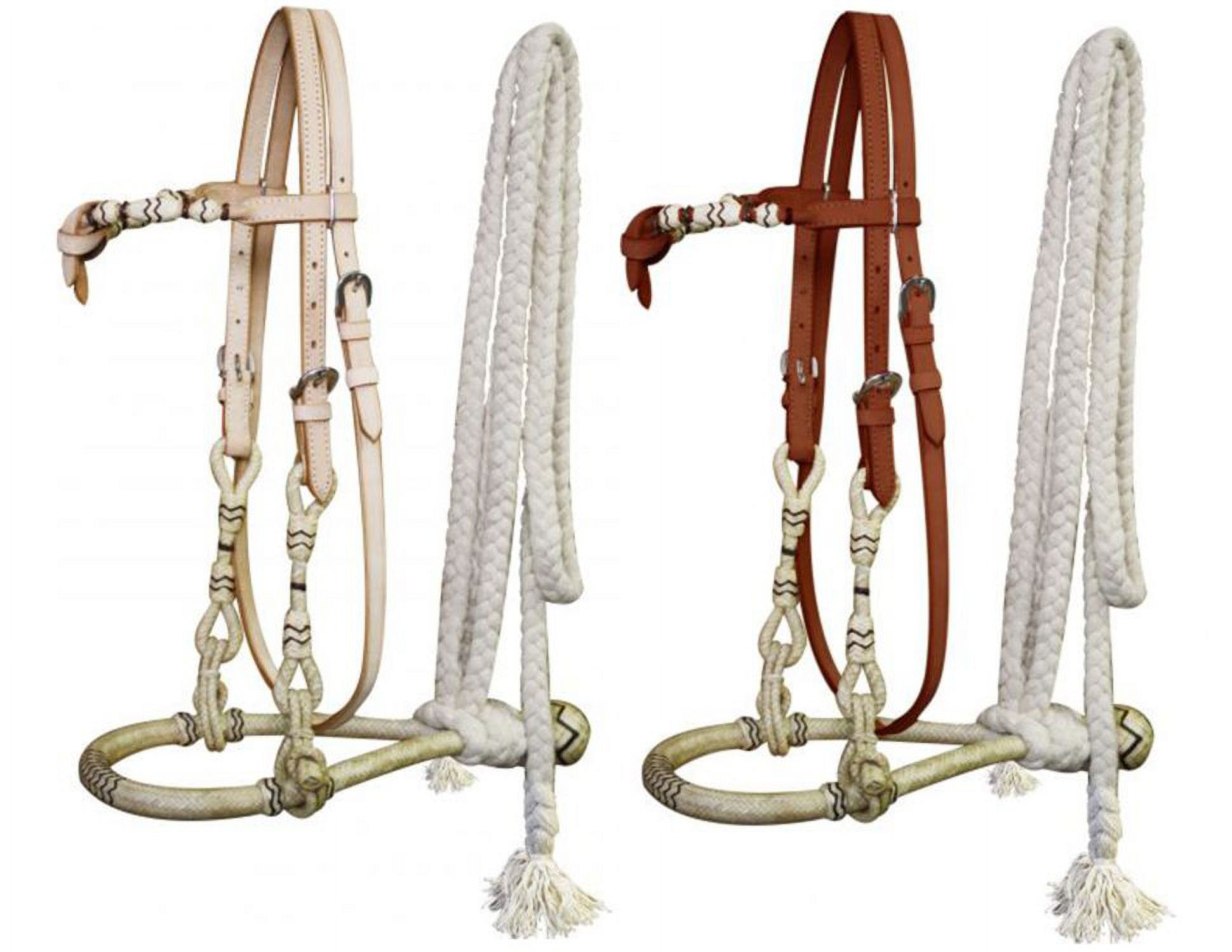 Showman Average Full Size Leather Cotton Mecate Horse Reins, Light, 2 ...