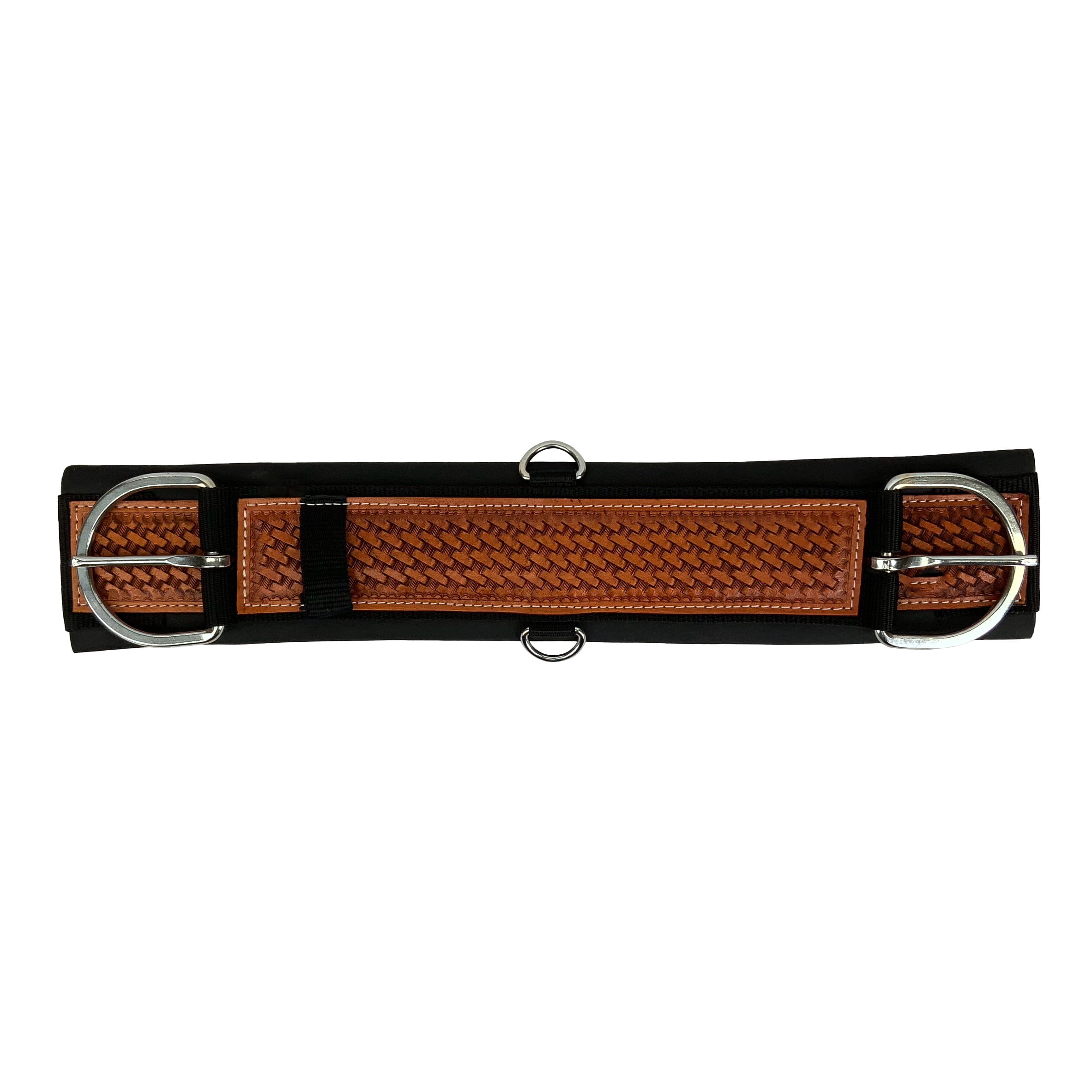 Showman Basketweave Tooled Straight Neoprene Bottom Girth - Pony (16 ...