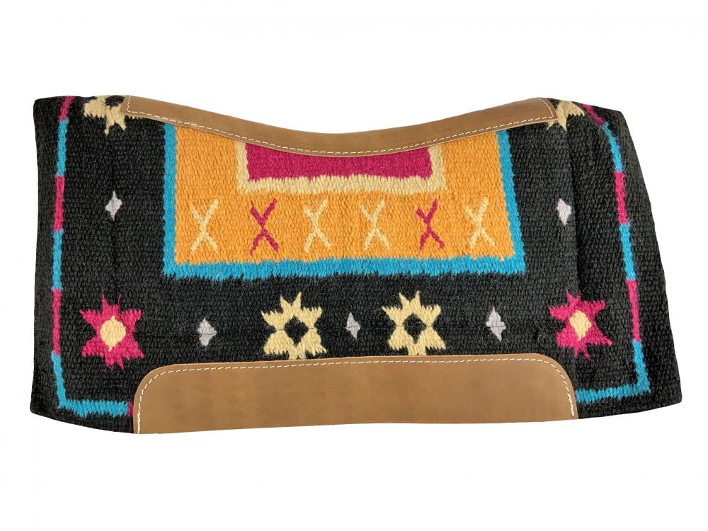 Showman Black, Mustard & Pink Wool Saddle Pad w/ Memory Felt - Walmart.com