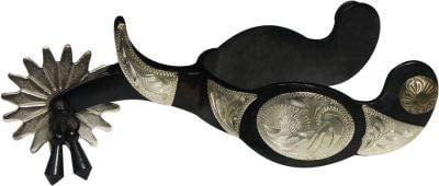 Showman Black Steel Jingle Bob Spurs w/ Engraved Silver Conchos & Bar ...