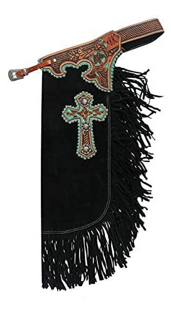 Showman Black Suede Leather Chinks w/ Cross Design (Medium) - Walmart.com