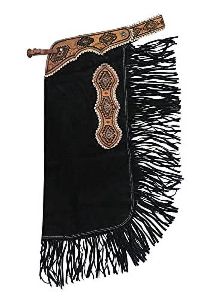 Showman Black Suede Leather Chinks w/ Southwest Tooling - Walmart.com