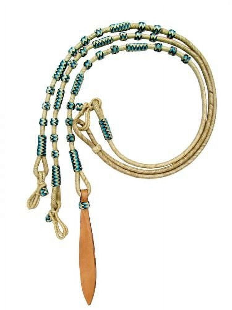 Showman Braided Natural Rawhide Romal Reins w/ Blue Rawhide Beads ...