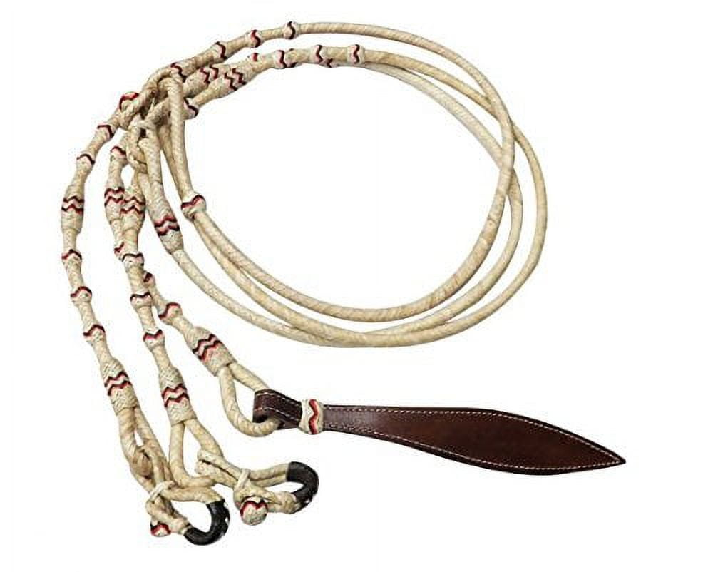Showman Braided Natural Rawhide Romal Reins w/ Leather Poppers ...