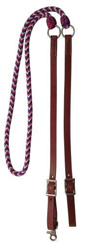 Showman Braided Red, White & Blue Nylon/Leather Contest Reins - Walmart.com