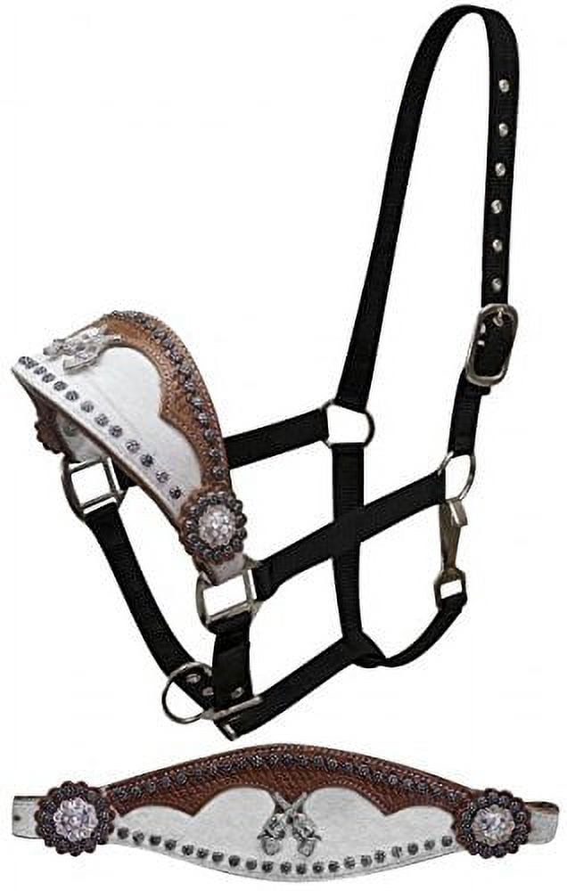 Showman Bronc Halter w/ Cowhide & Scalloped Leather & Crossed Guns ...