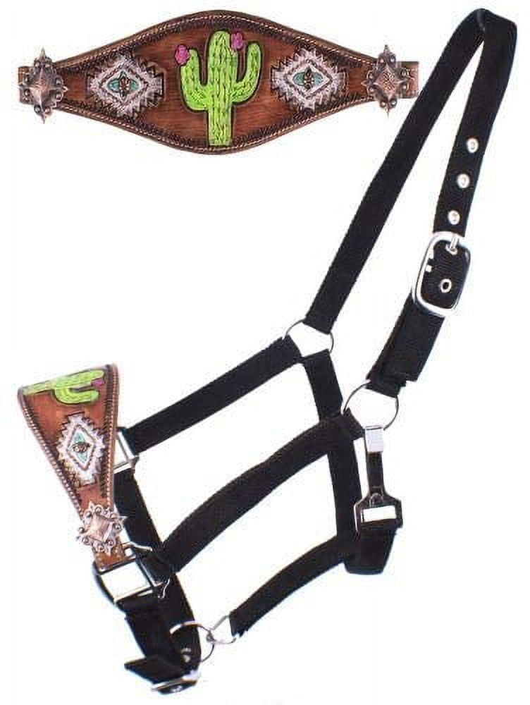 Showman Bronc Halter w/ Painted Southwest Cactus Design Noseband ...