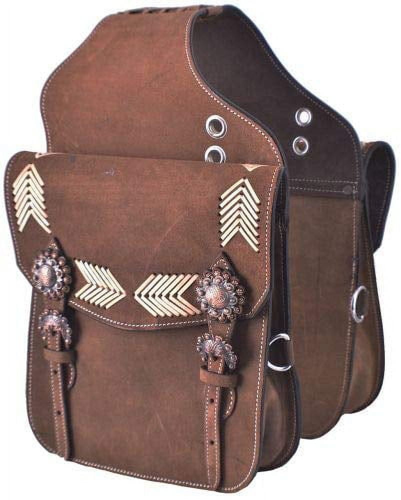 Showman Brown Roughout Leather Saddle Bag w/ Rawhide Arrow Inlays ...