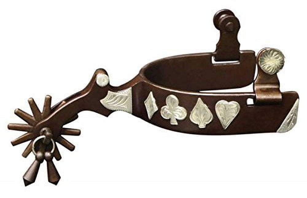 Showman Brown Steel Jingle Bob Spurs w/ Engraved Silver "Poker Hand ...