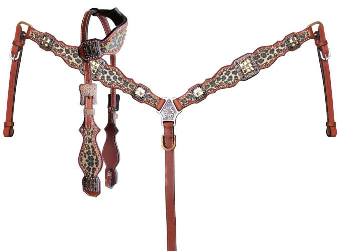 Showman® Cheetah Print One Ear Headstall and Breast Collar Set ...