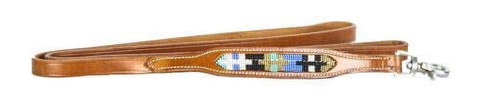 Showman Couture Genuine Leather Dog Leash w/ Multi-Color Beaded Cross ...