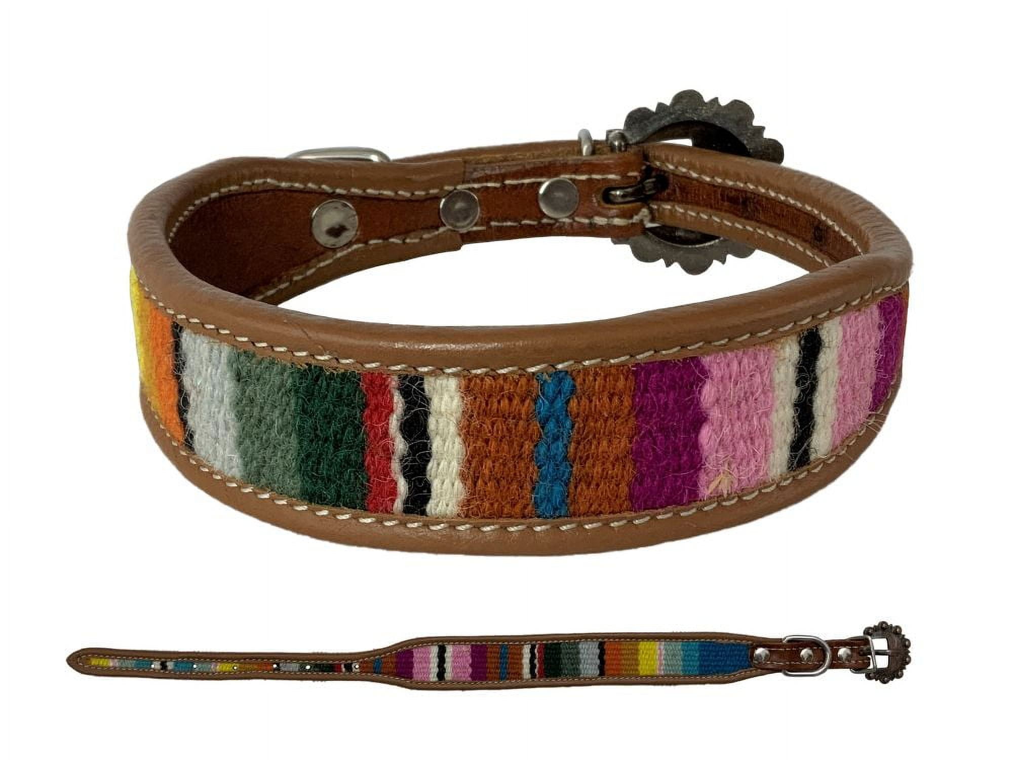 Showman Couture Wool Serape Blanket Leather Dog Collar (Small ...