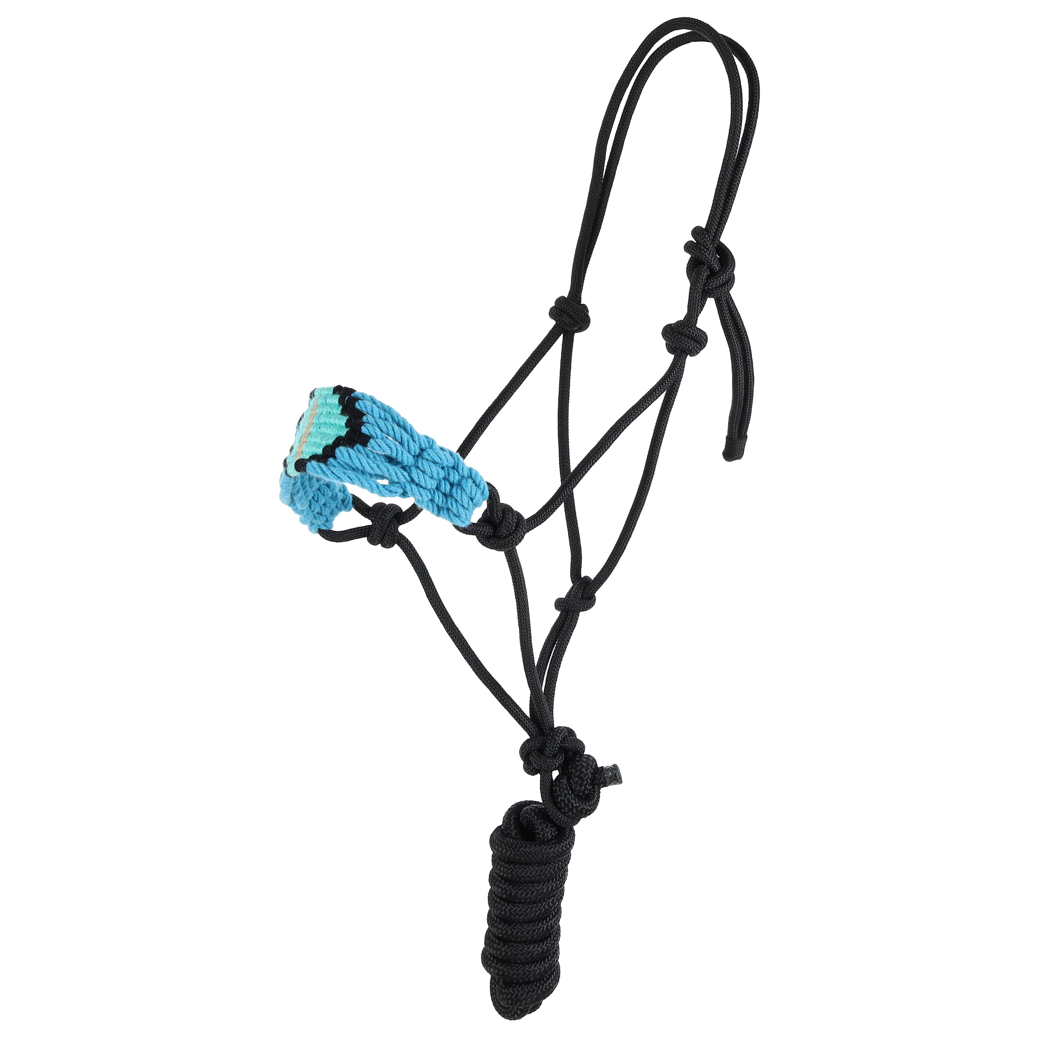 Showman Cowboy Knot Halter w/ Blue, Teal & Black Wool Nose & Lead - Walmart.com