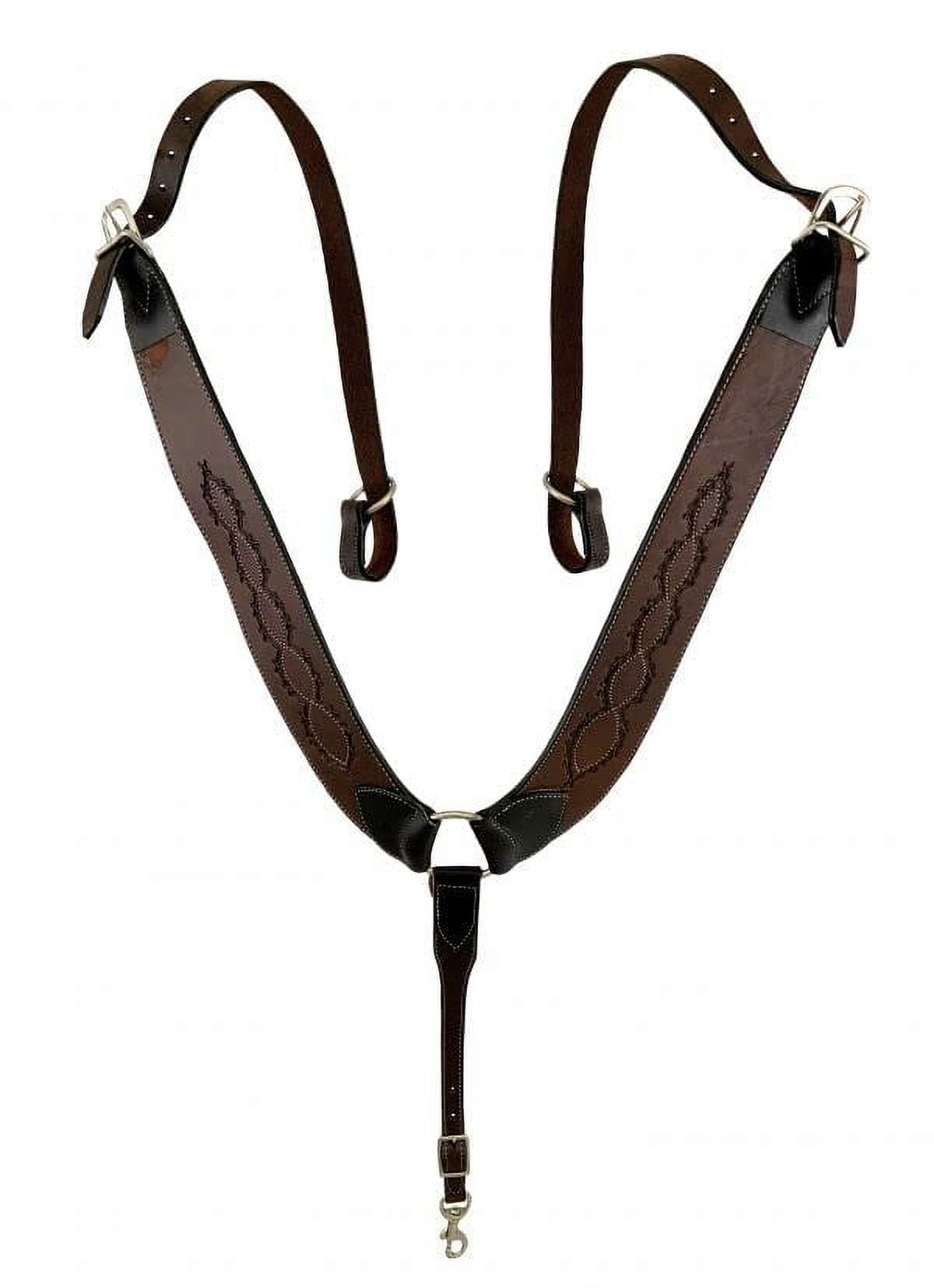 Showman Dark Argentina Cow Leather Barbwire Tooled Pulling Collar ...
