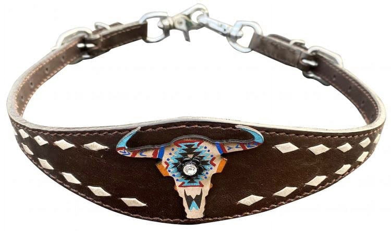 Showman Dark Leather Wither Strap w/ Cow Skull Accent - Walmart.com