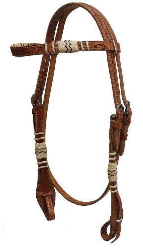 Showman Floral Tooled Rawhide Braided Leather Browband Headstall w/ Reins - Walmart.com