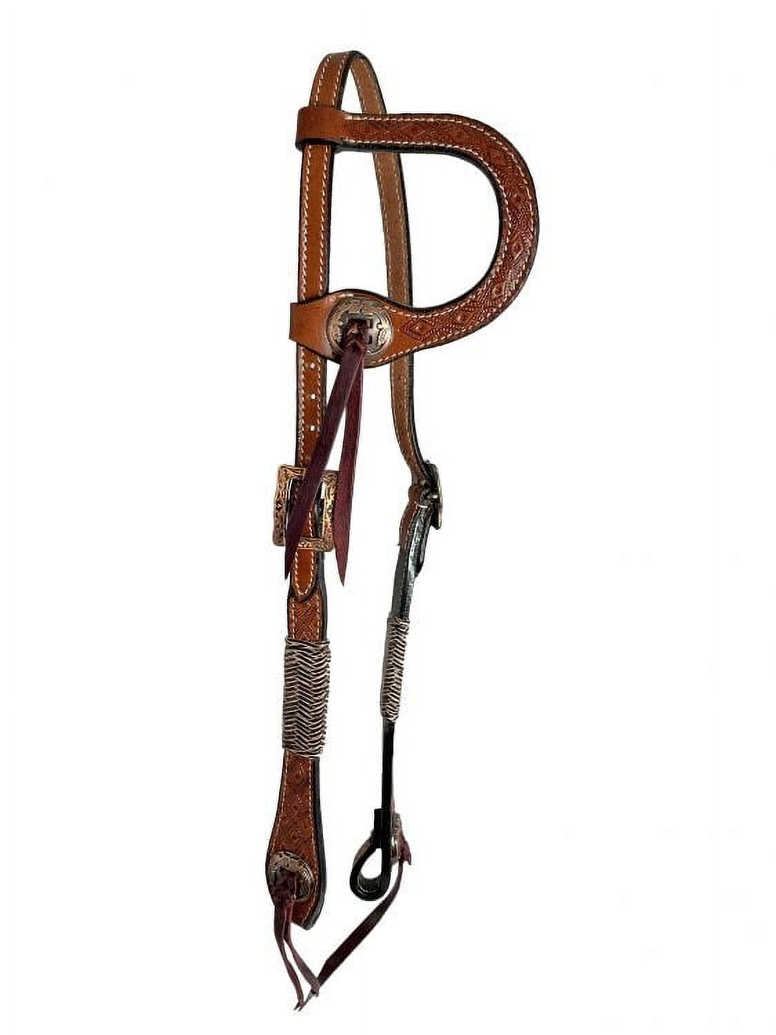 Showman Floral Tooled Single Ear Leather Headstall w/ Rawhide Accents ...