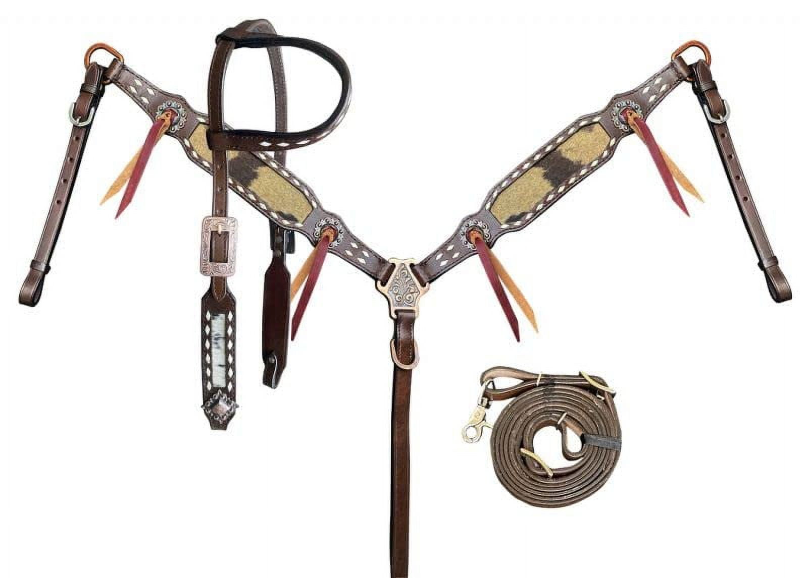 Showman Hair-On Cowhide Single Ear Leather Headstall & Breast Collar ...
