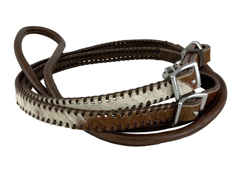 Showman Hair-on Cowhide Leather Roping Reins w/ Whipstitch - Walmart.com