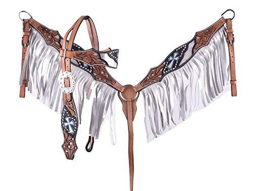 Showman Headstall & Breast Collar Set w/ Silver Metallic Inlays, Teal ...