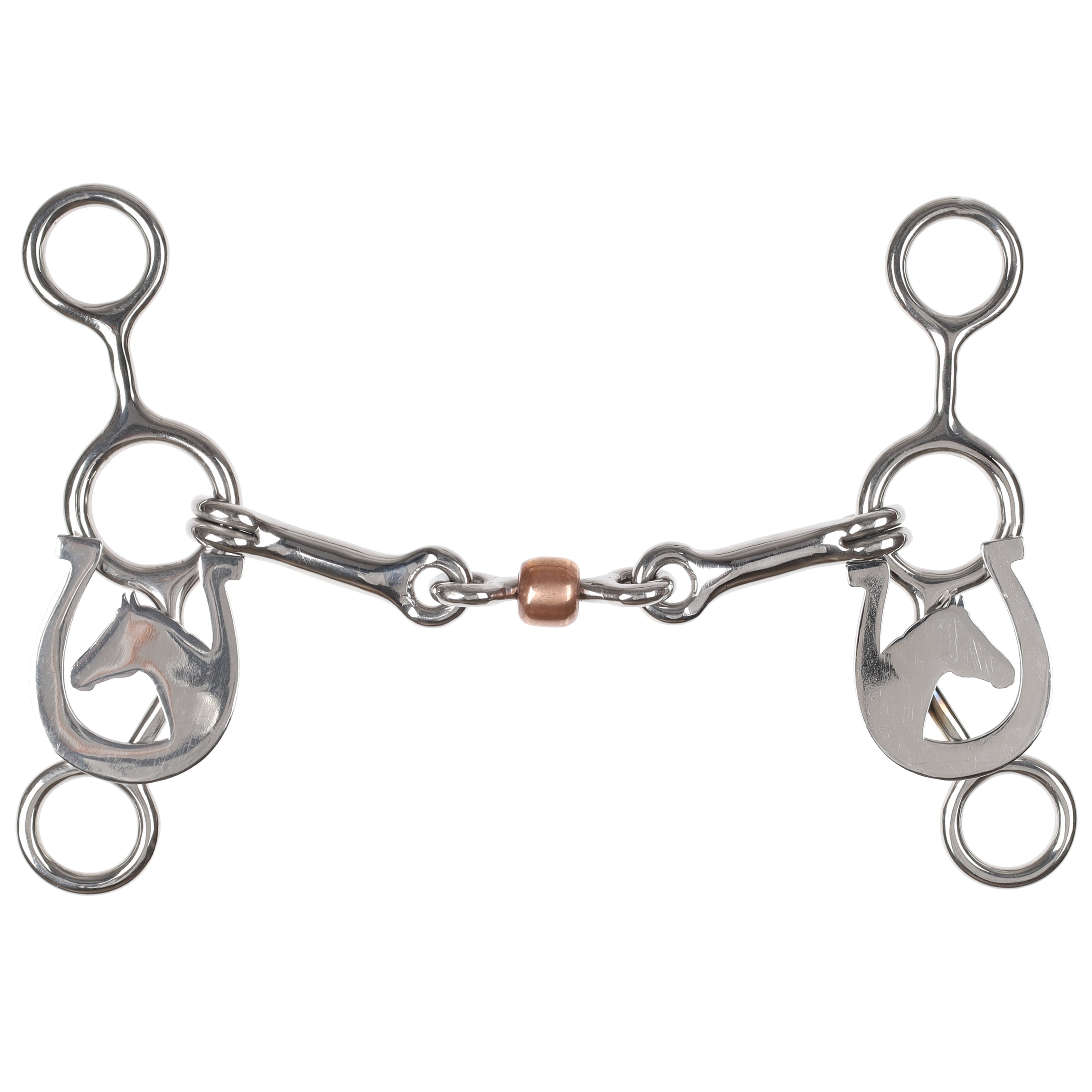 Showman Horseshoe Haven Stainless Steel JR Cowhorse Bit w/ Dog Bone ...