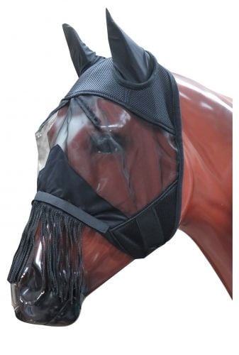 Showman Jersey Mesh Fly Mask w/ Lycra Ears & Fringe Nose (Medium ...
