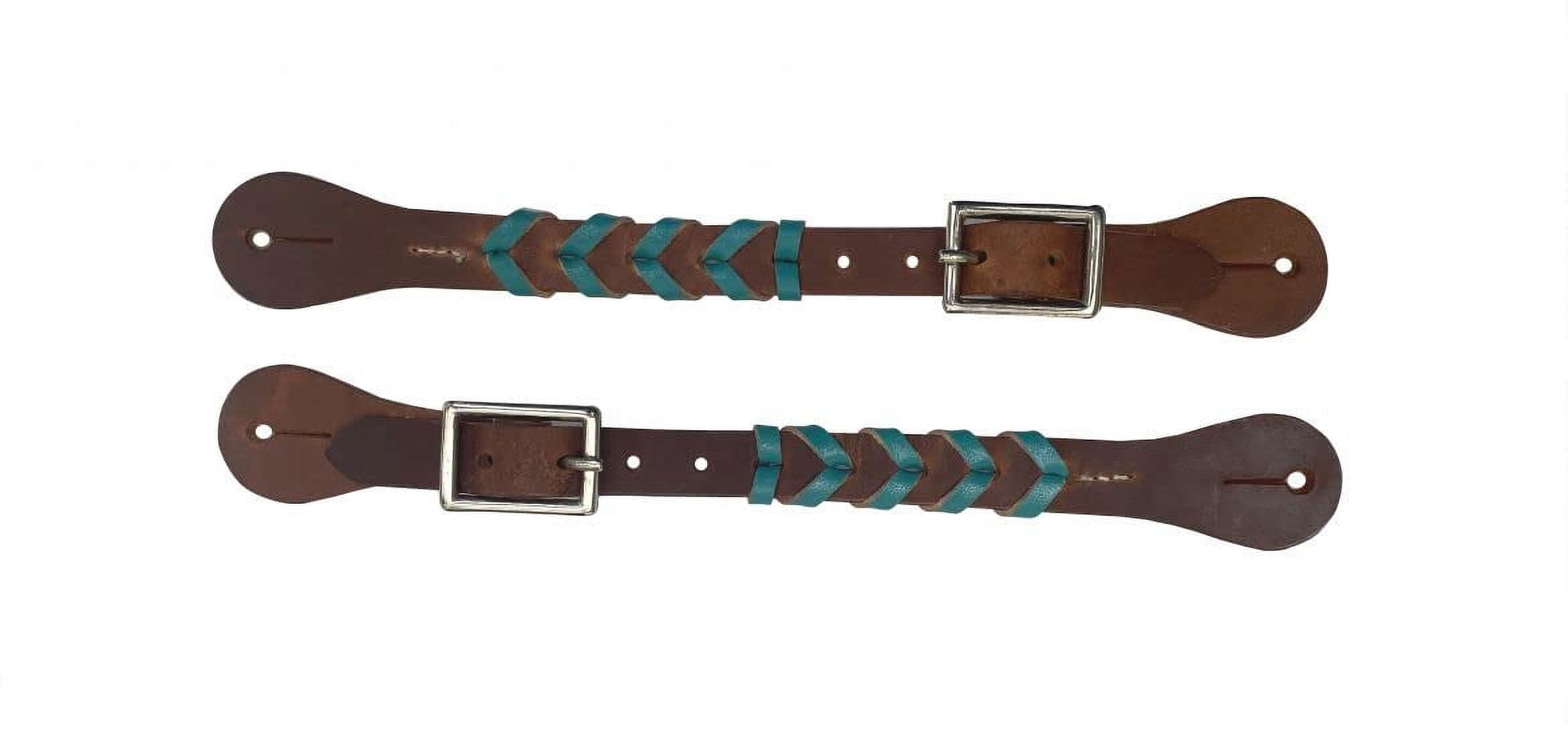 Showman Ladies Argentina Cow Leather Braided Color Spur Straps (Teal ...