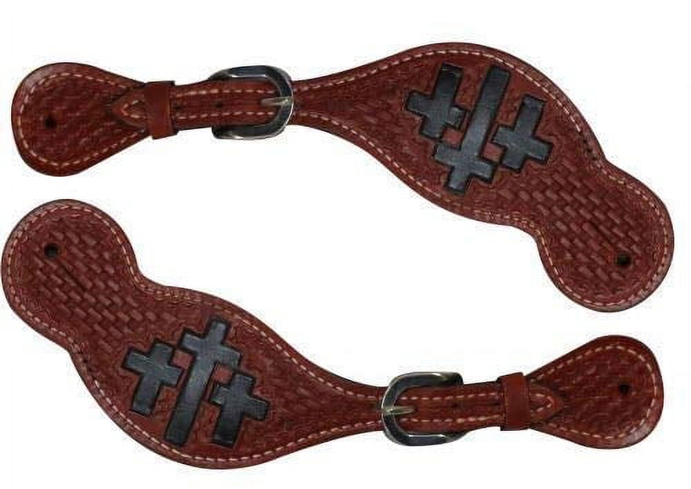 Showman Ladies Leather Cross Design Spur Straps - Walmart.com