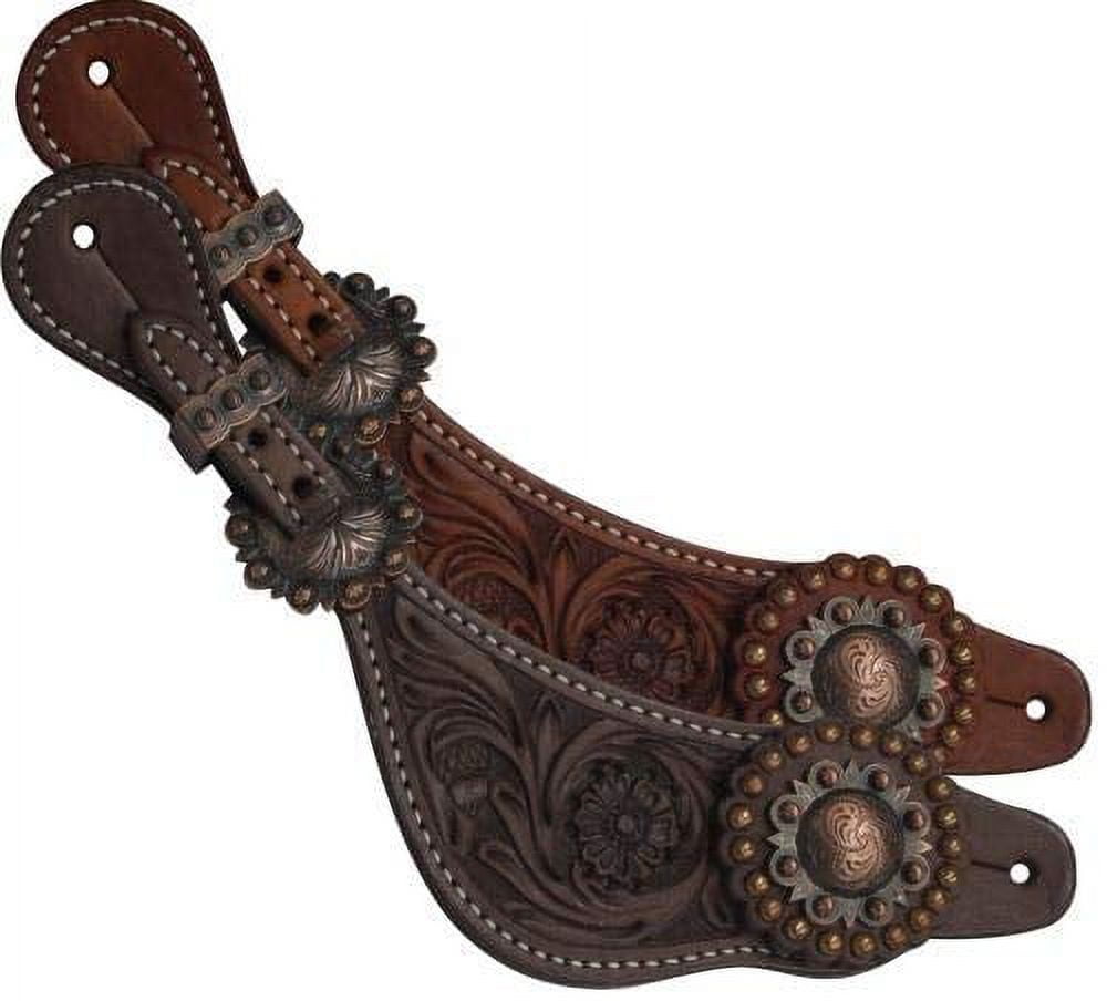 Showman Ladies Size Argentina Cow Leather Floral Tooled Spur Straps w ...