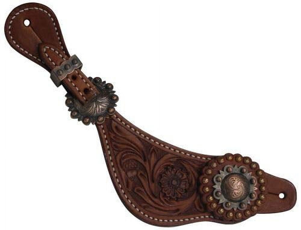 Showman Ladies Size Argentina Cow Leather Floral Tooled Spur Straps w ...