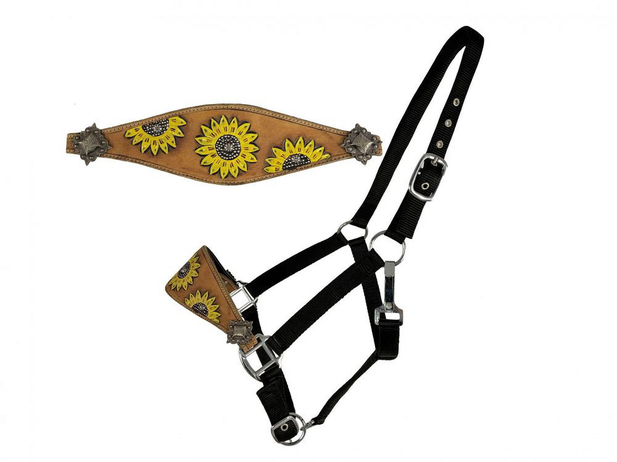 Showman Leather Bronc Halter w/ Hand Painted Sunflower Design - Walmart.com