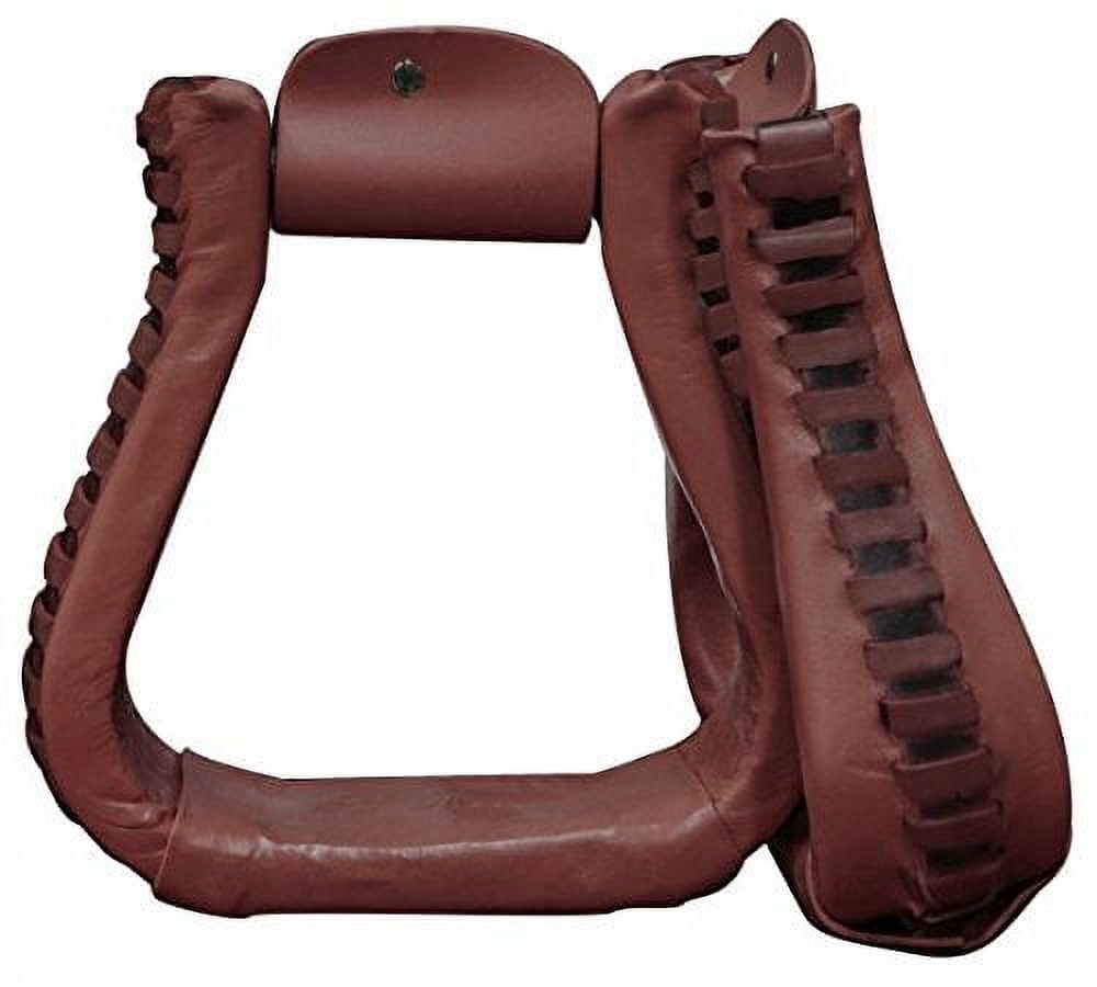 Showman Leather Covered Western Stirrups (Medium Brown) - Walmart.com
