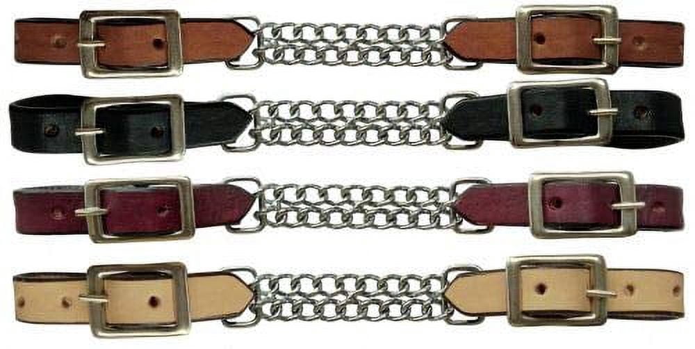 Showman Leather Curb Strap w/ Double Chain (Black) - Walmart.com