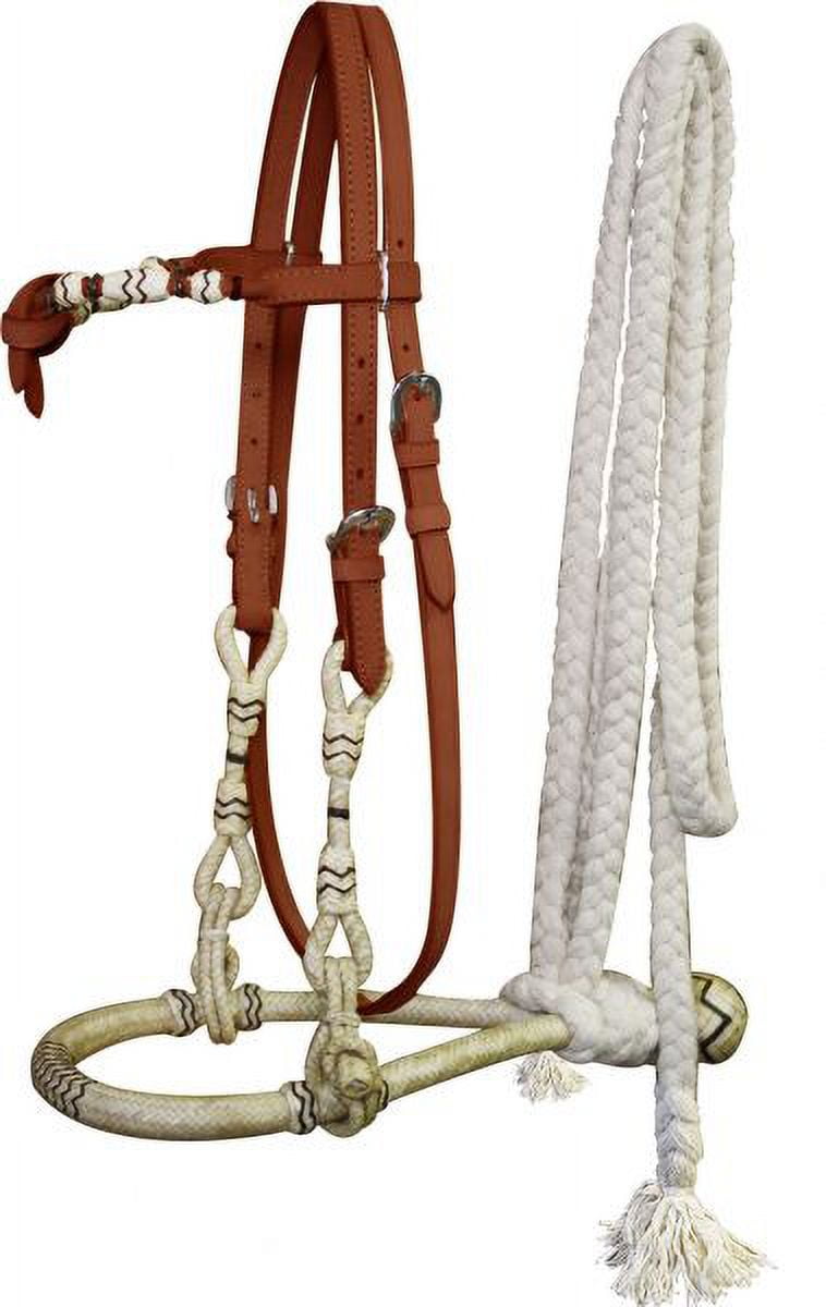 Showman Leather Futurity Knot Rawhide Show Bosal w/ Cotton Mecate Reins ...
