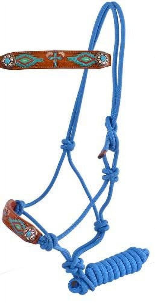 Showman Leather Nose Cowboy Knot Rope Halter w/ Painted Cross & Southwest Design - Walmart.com