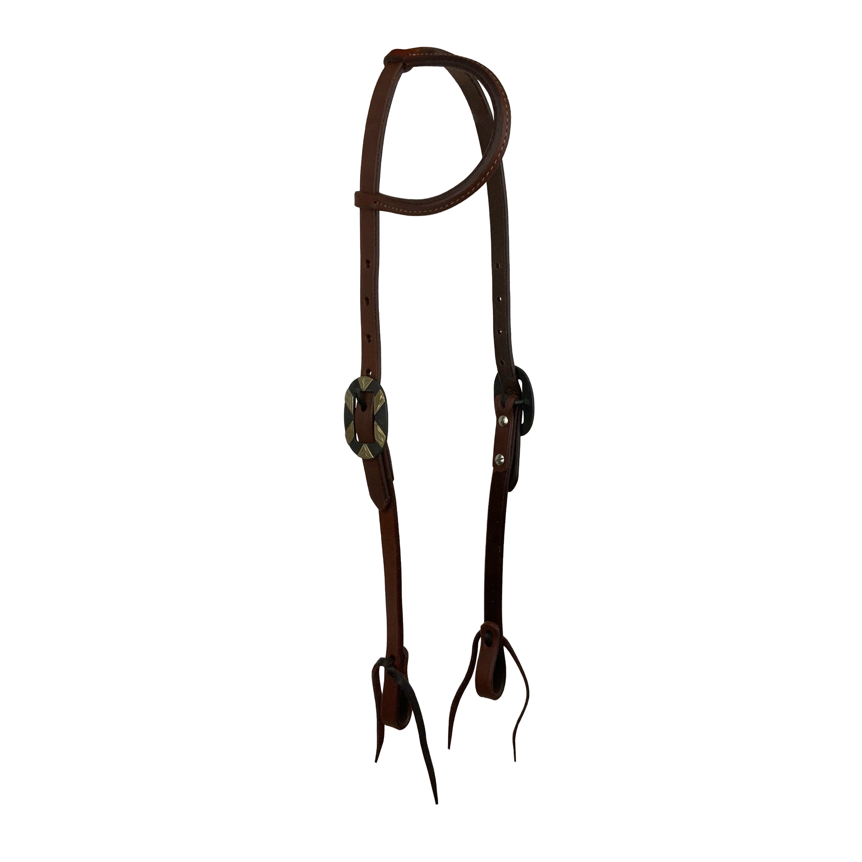 Showman Leather Single Ear Headstall w/ Antique Silver Bar Buckles ...