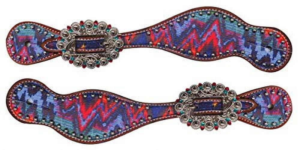 Showman Leather Spur Straps w/ Brushed Chevron Design & Rhinestone ...