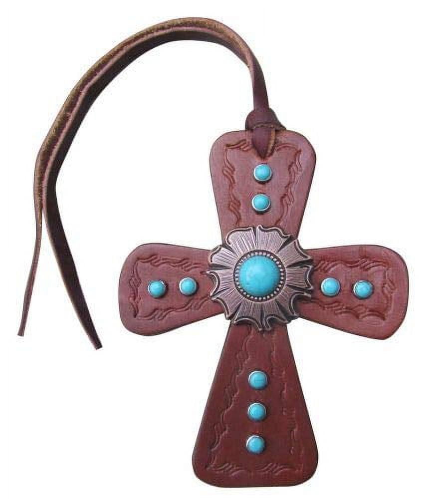 Showman Leather Tie-On Cross w/ Turquoise Stone Concho - Walmart.com